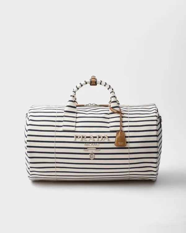 Prada Striped Canvas Duffle