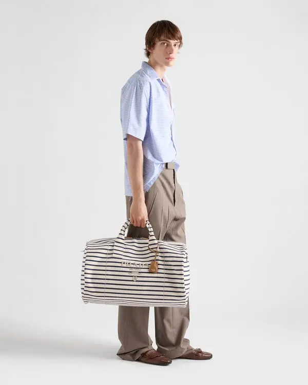 Prada Striped Canvas Duffle