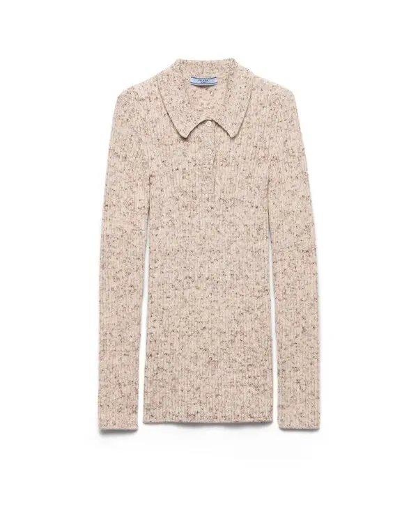 Prada Wool And Linen Polo Sweater - Neutral