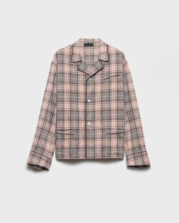 Prada Checked Cotton Shirt - Steel Gray/cameo Beige