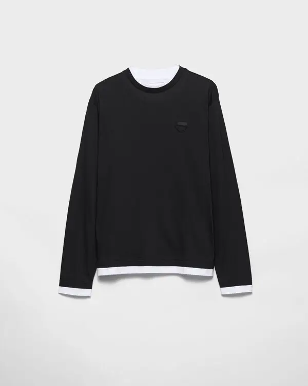 Prada Long-sleeved Cotton T-shirt - Black/white