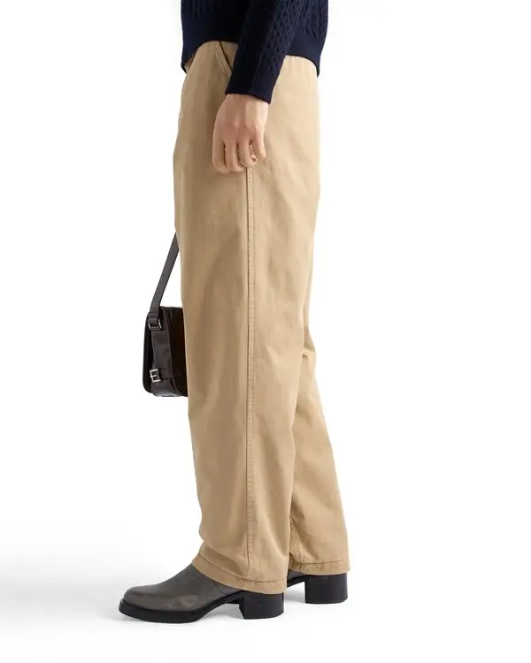 Prada Cotton Wide Leg Pants - Neutral