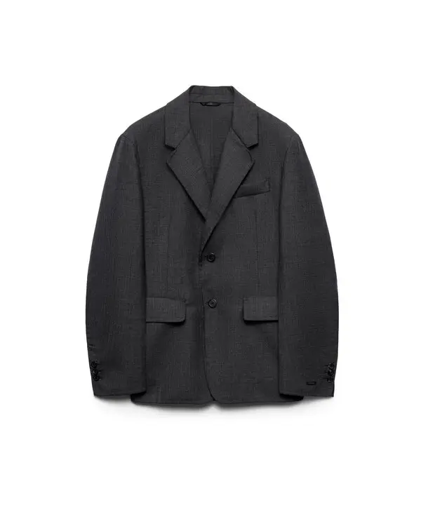 Prada Single-breasted Wool Blend Jacket - Grey
