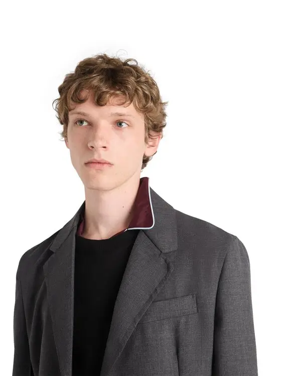 Prada Single-breasted Wool Blend Jacket - Grey
