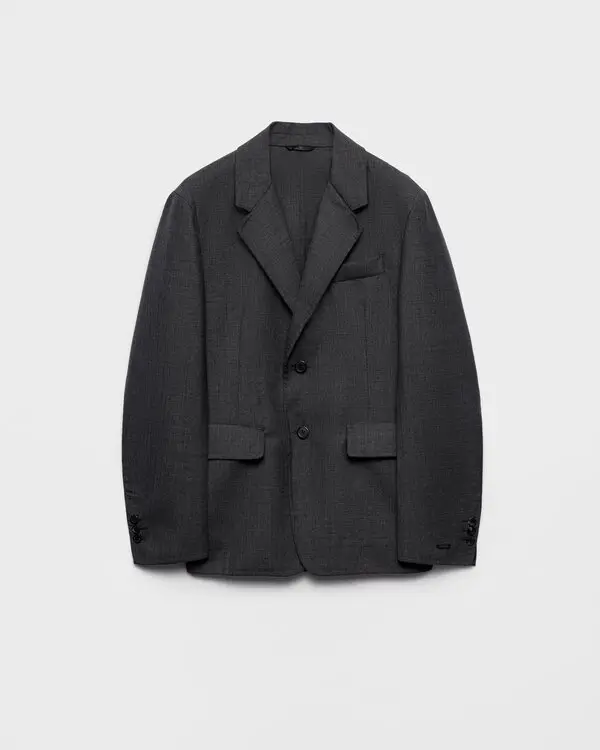 Prada Single-breasted Wool Blend Jacket - Slate Gray