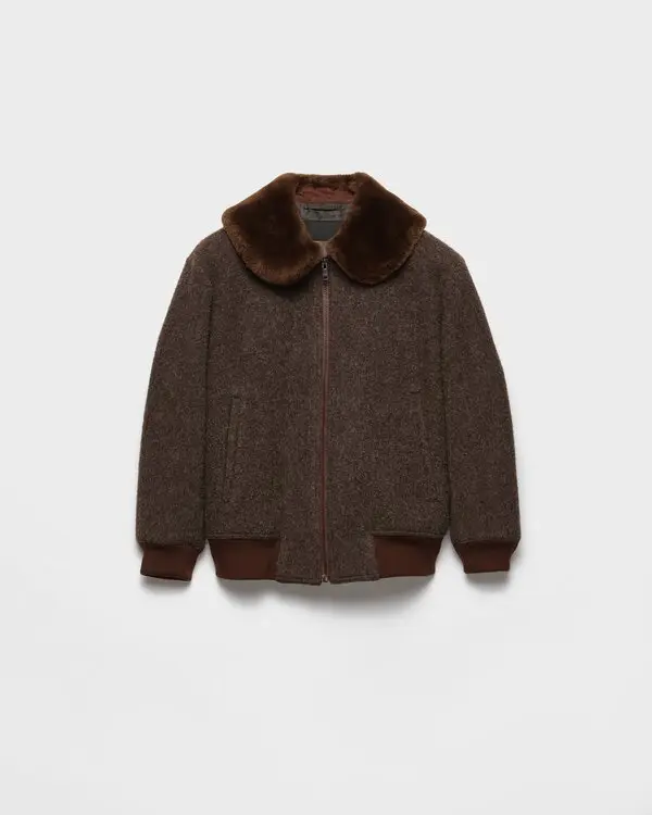 Prada Wool Blouson Jacket With Shearling Collar