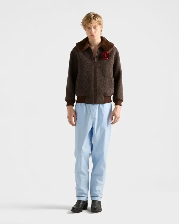 Prada Wool Blouson Jacket With Shearling Collar