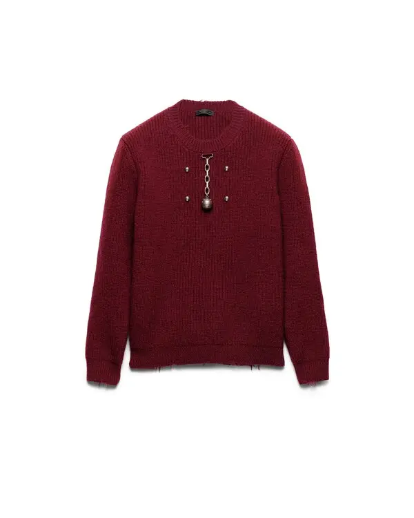 Prada Wool Crew-neck Sweater With Pendant - Red