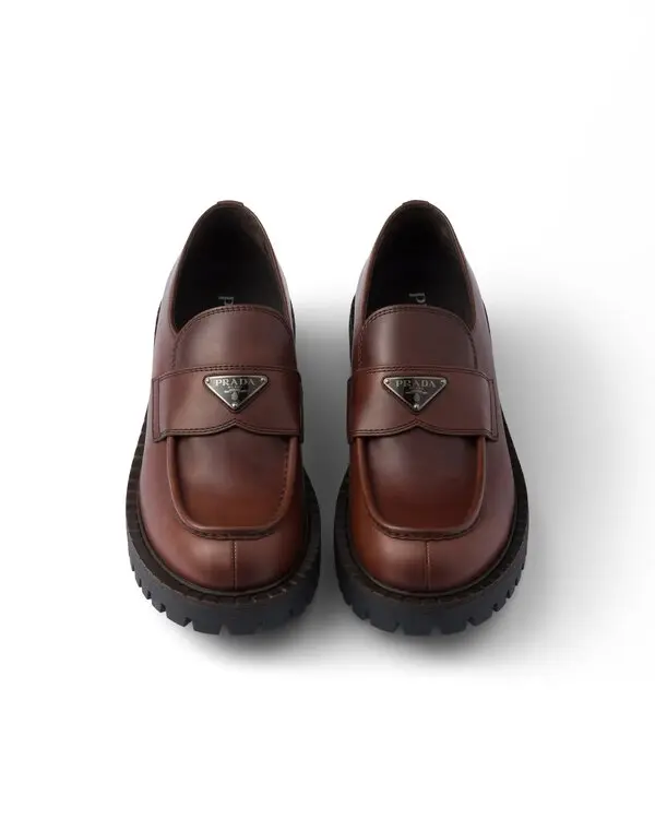 Prada Leather Loafers - Brown