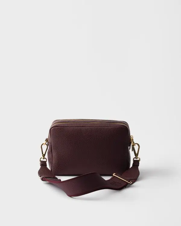 Prada Small Leather Shoulder Bag Burgundy Editorialist