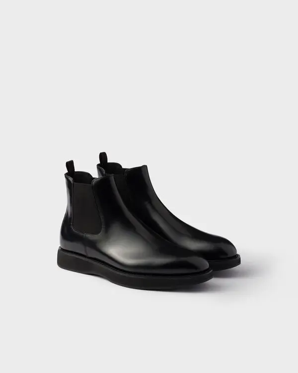 Prada Brushed Leather Chelsea Boots