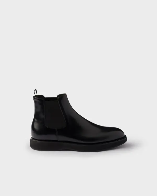Prada Brushed Leather Chelsea Boots