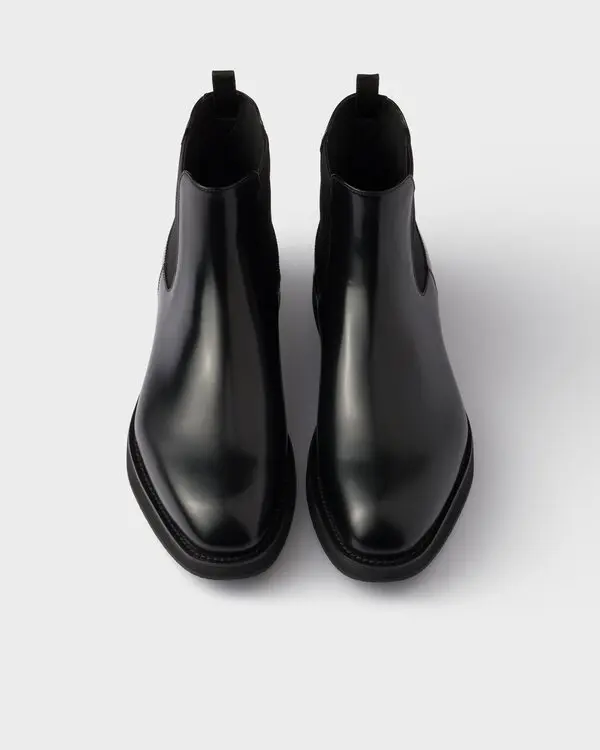 Prada Brushed Leather Chelsea Boots