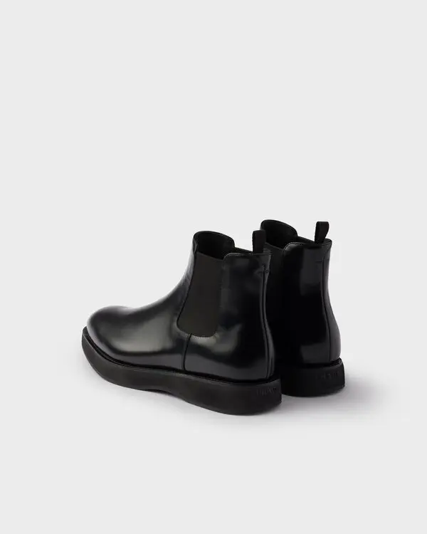 Prada Brushed Leather Chelsea Boots