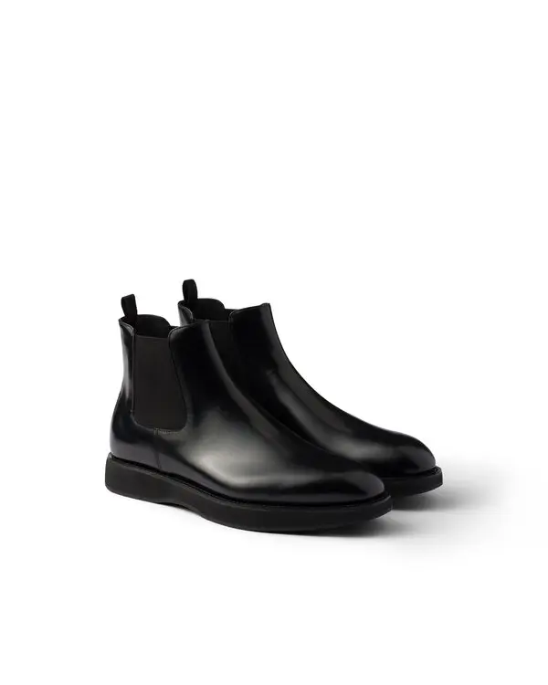 Prada Brushed Leather Chelsea Boots
