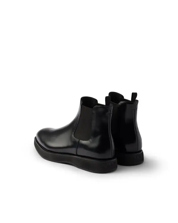 Prada Brushed Leather Chelsea Boots