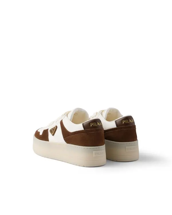 Prada Downtown Nappa Leather And Suede Sneakers - Brown
