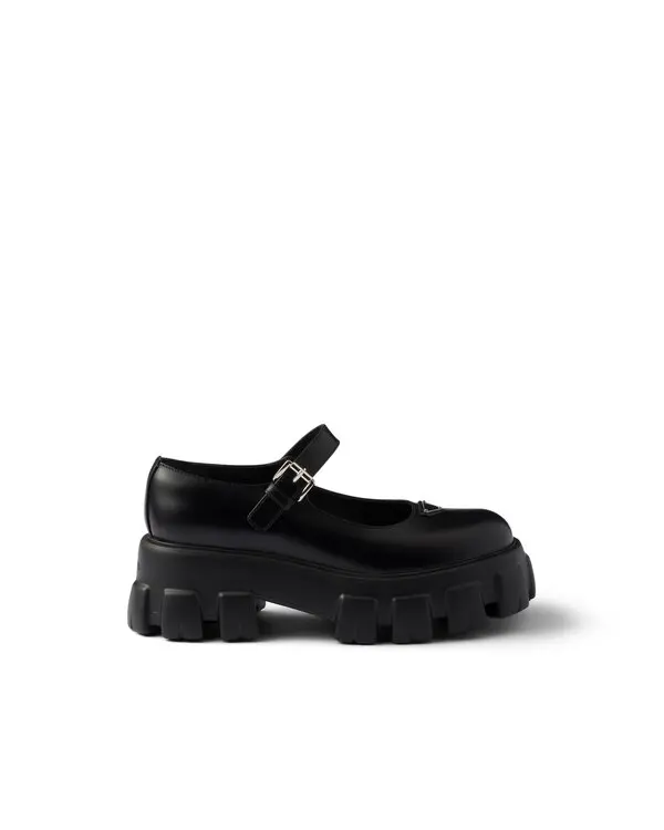 Prada Brushed Leather Monolith Mary Janes