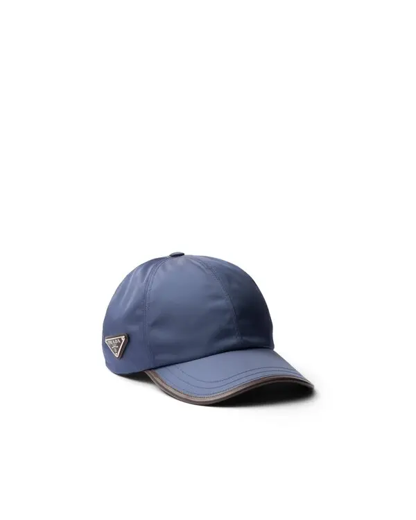 Prada Re-nylon And Leather Baseball Cap - Blue