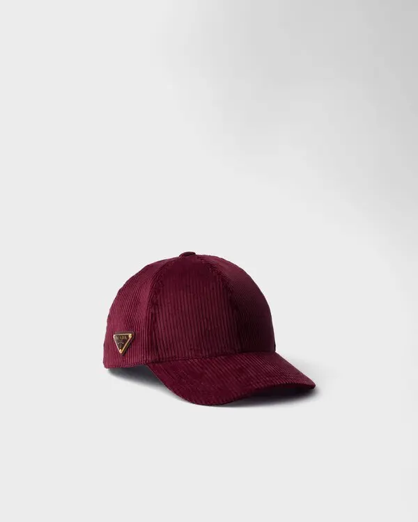 Prada Corduroy Cap - Burgundy