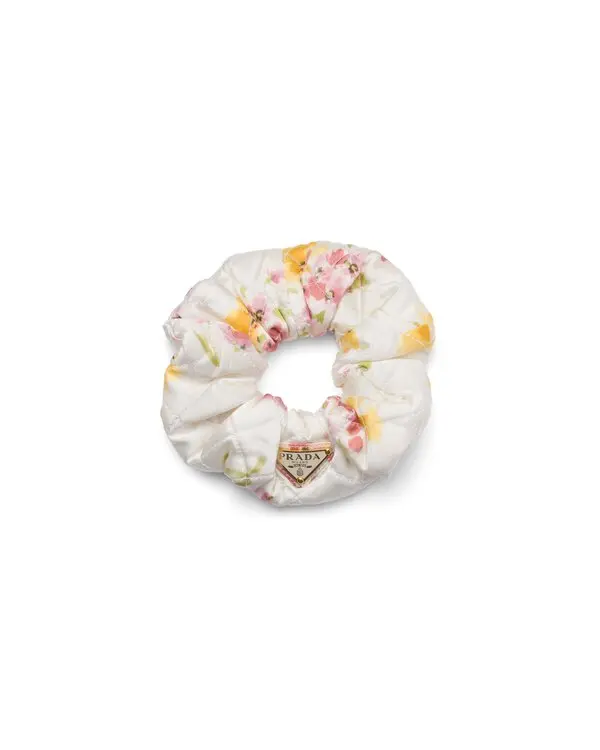 Prada Floral-print Satin Scrunchie - Pink