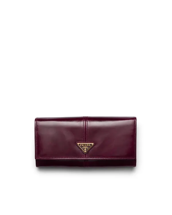 Prada Large Leather Wallet - Red