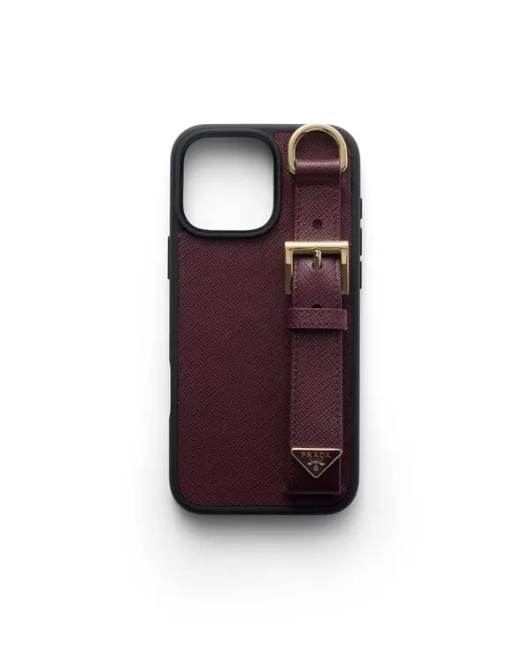 Prada Saffiano Leather Case For Iphone 16 Pro Max - Red