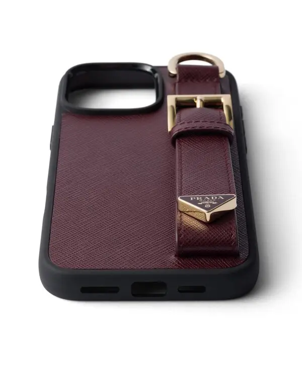 Prada Saffiano Leather Case For Iphone 16 Pro Max - Red