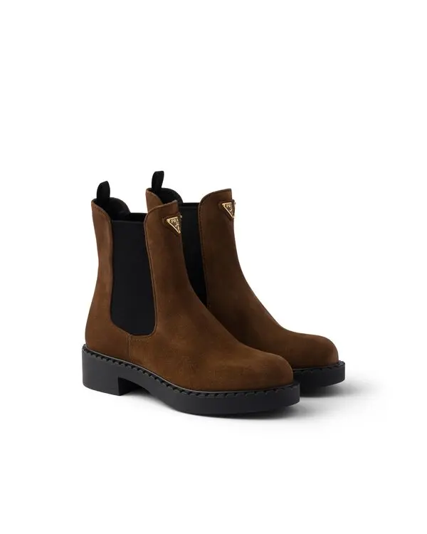 Prada Suede Chelsea Boots - Brown