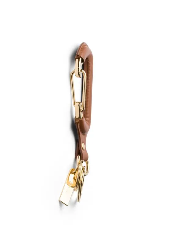Prada Leather Key Ring - Brown