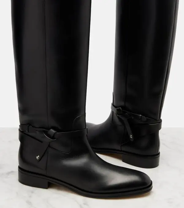 JIMMY CHOO Lawton Leather Knee-high Boots - Black