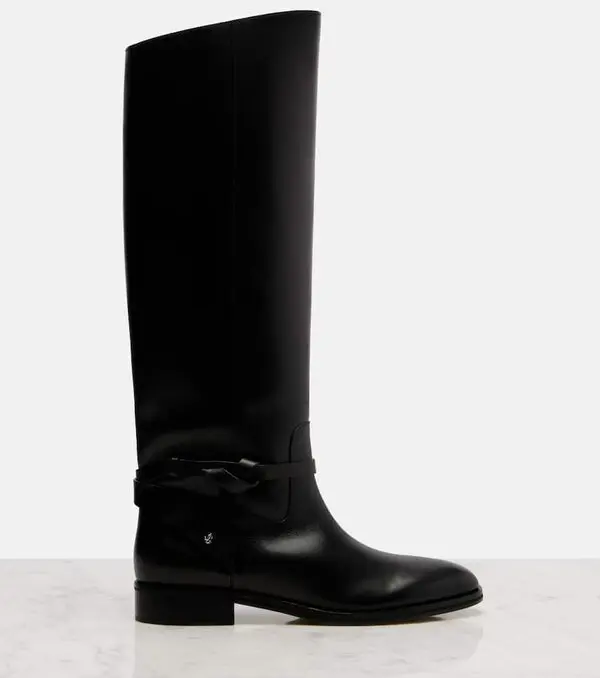 JIMMY CHOO Lawton Leather Knee-high Boots - Black