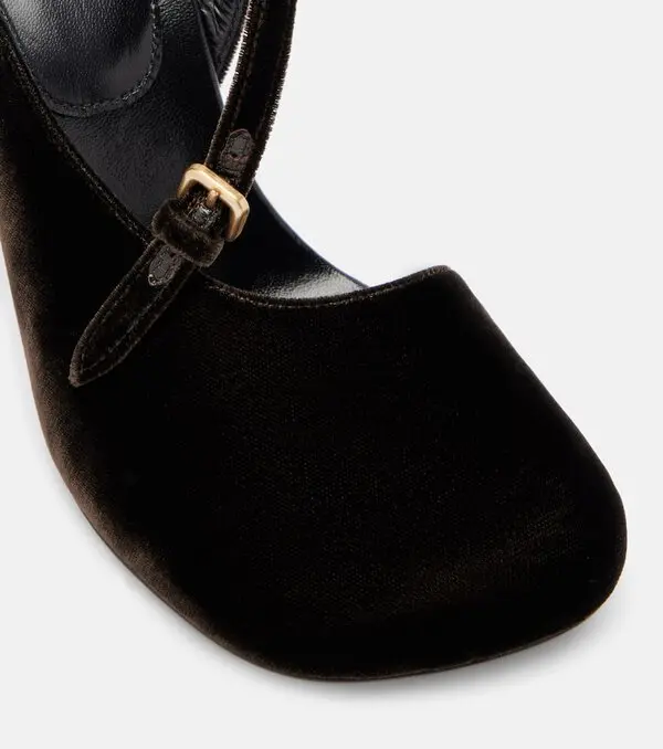 Dries Van Noten 95 Velvet Slingback Pumps