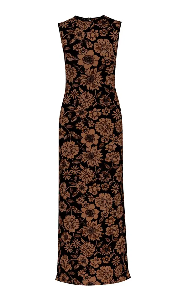 PEPA POMBO Solea Printed Maxi Dress - Black
