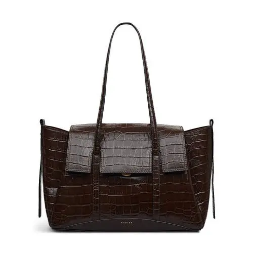 RADLEY The Chancery Faux Croc Flapover Shoulder Bag - Walnut