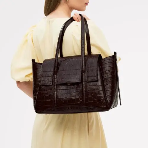 RADLEY The Chancery Faux Croc Flapover Shoulder Bag - Walnut