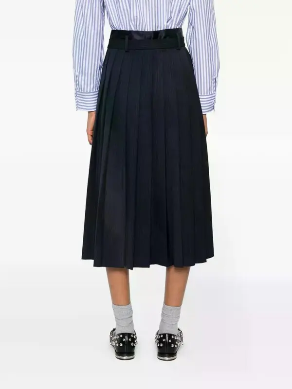 Sandro Pinstripe Pleated Midi Skirt
