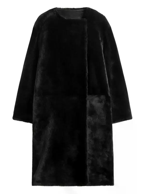 TOTEME Shearling Collarless Coat