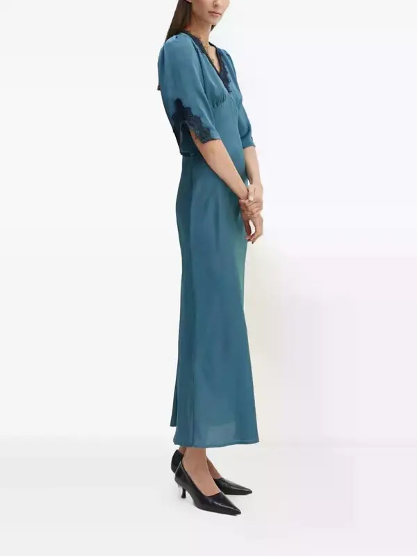 BRUUNS BAZAAR Lace-trimmed Puff-sleeve Long Dress