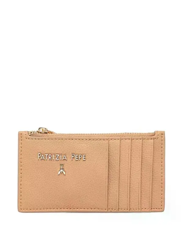 Patrizia Pepe Logo-lettering Leather Card Holder - Neutrals