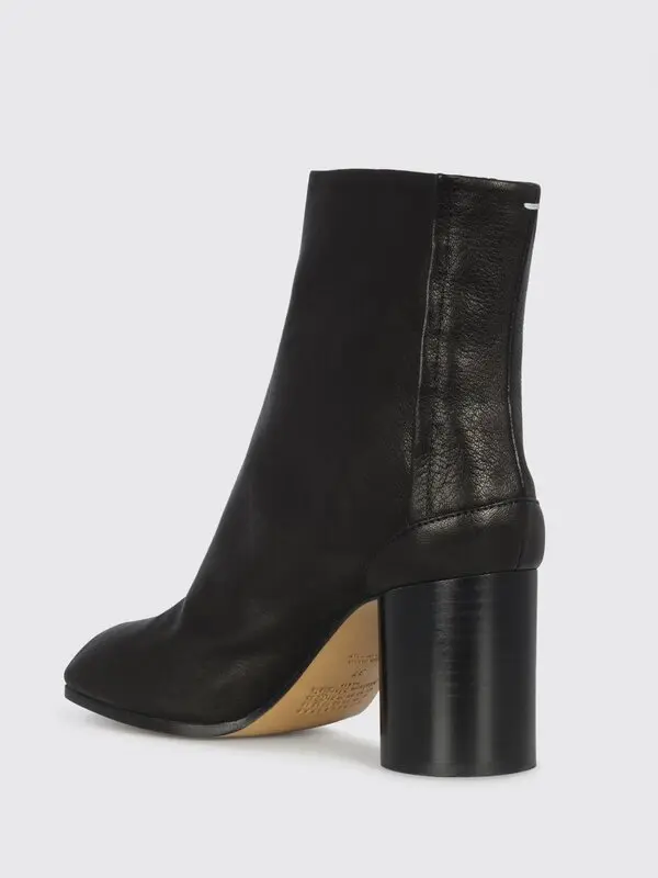MAISON MARGIELA Tabi Leather Ankle Boots With High Cylindrical Heel - Black