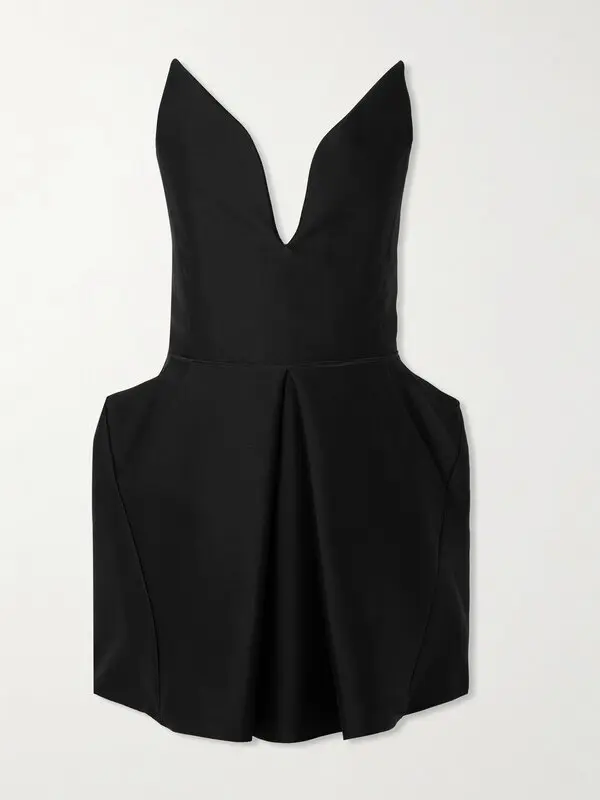 Maticevski Le Petite Strapless Pleated Wool And Silk-blend Mini Dress