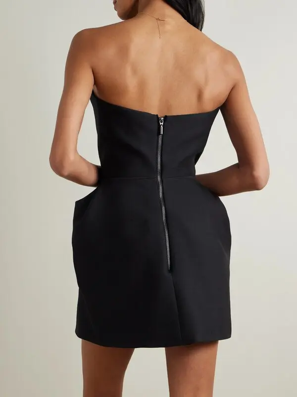 Maticevski Le Petite Strapless Pleated Wool And Silk-blend Mini Dress