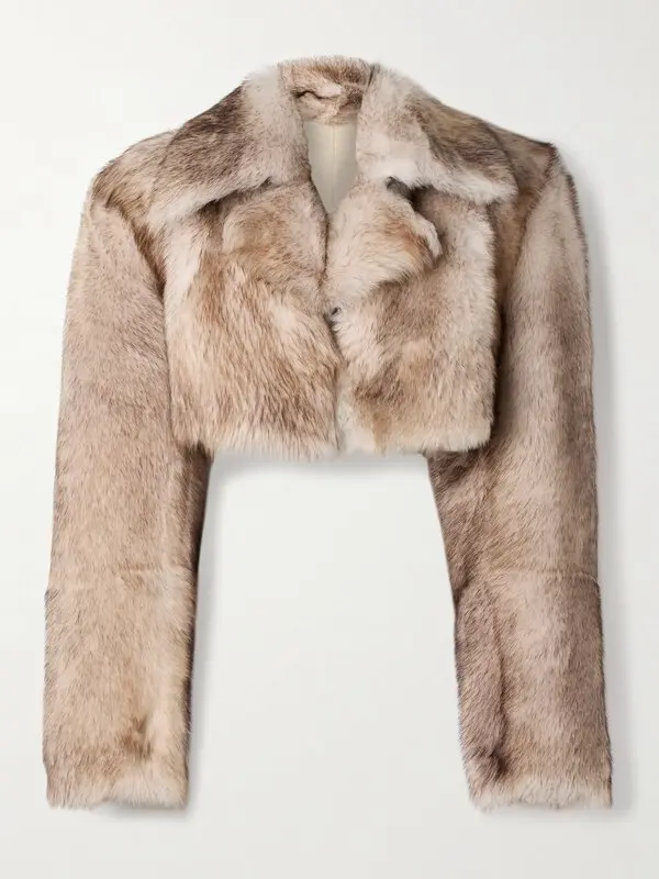 Khaite Stallone Cropped Shearling Jacket - Brown