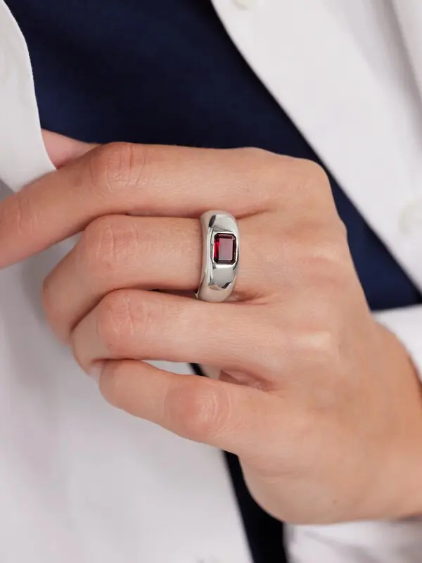 LOREN STEWART Gentry Sterling Garnet Ring