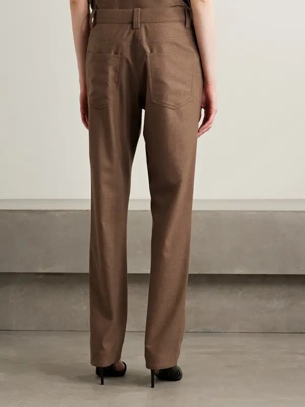 Khaite Callum Brushed-wool Straight-leg Pants - Brown
