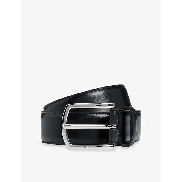 BOSS Branded-buckle Leather Belt - Black