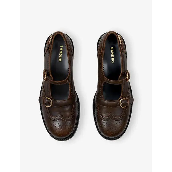 Sandro Buckle Leather Derby Shoes