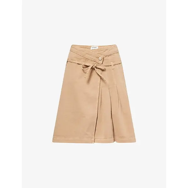 DAMSON MADDER Kat Kilt Wrap-front Denim Midi Skirt