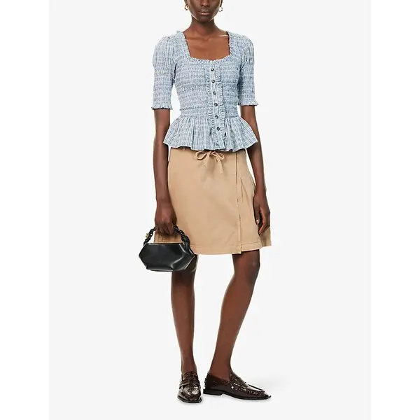 DAMSON MADDER Kat Kilt Wrap-front Denim Midi Skirt